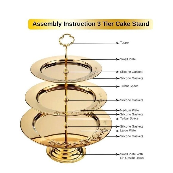 fivestardeco | Kitchen | 3 Tier Gold Ceramic Cupcake Stand Elegant ...